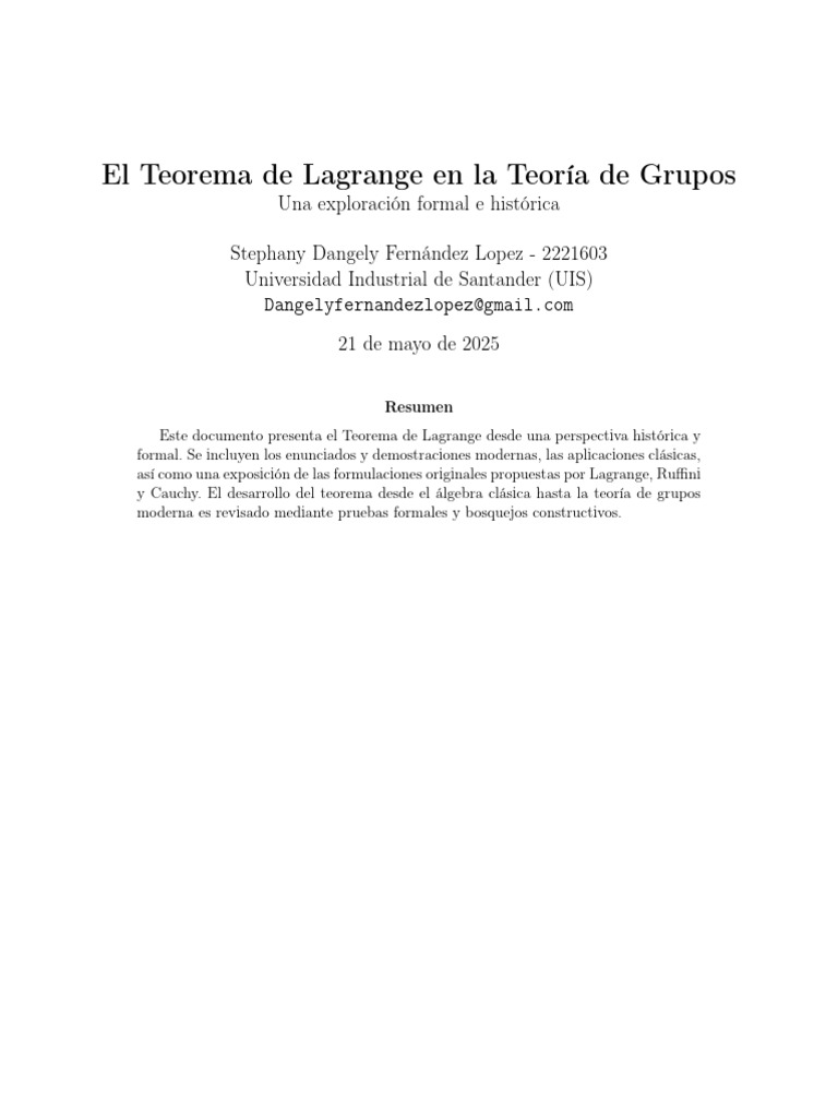 Sobre El Teorema de Lagrange | PDF | Grupo (Matemáticas) | Teoría de grupo