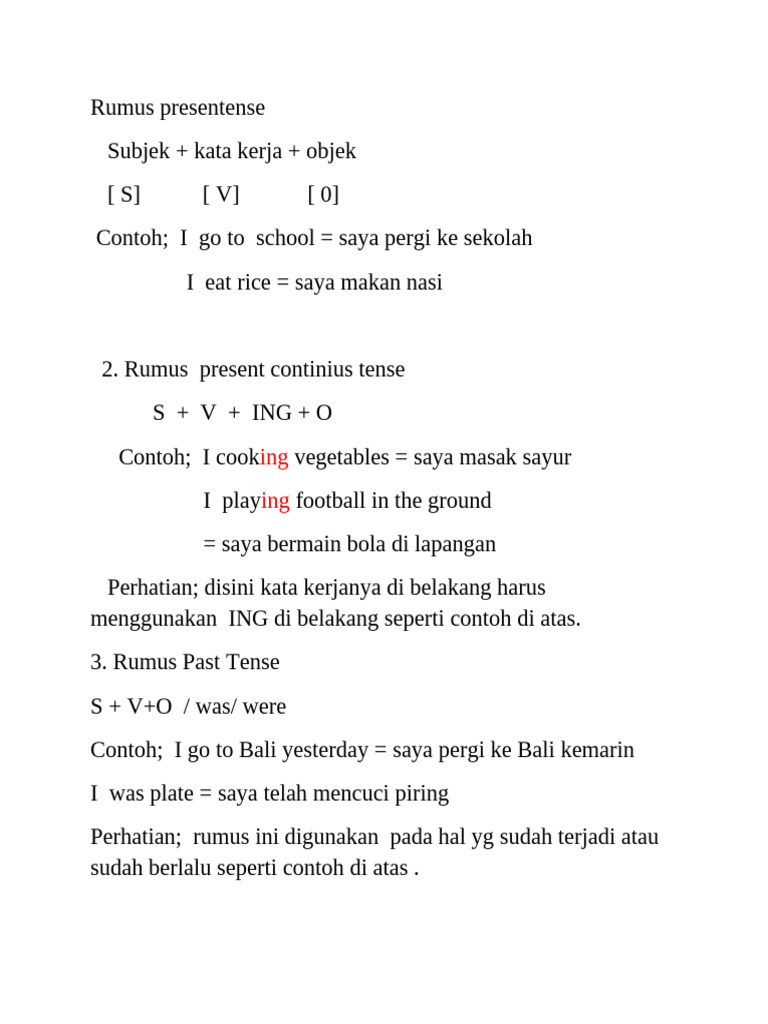 Rumus Tenses Bahasa Inggris Lengkap | PDF