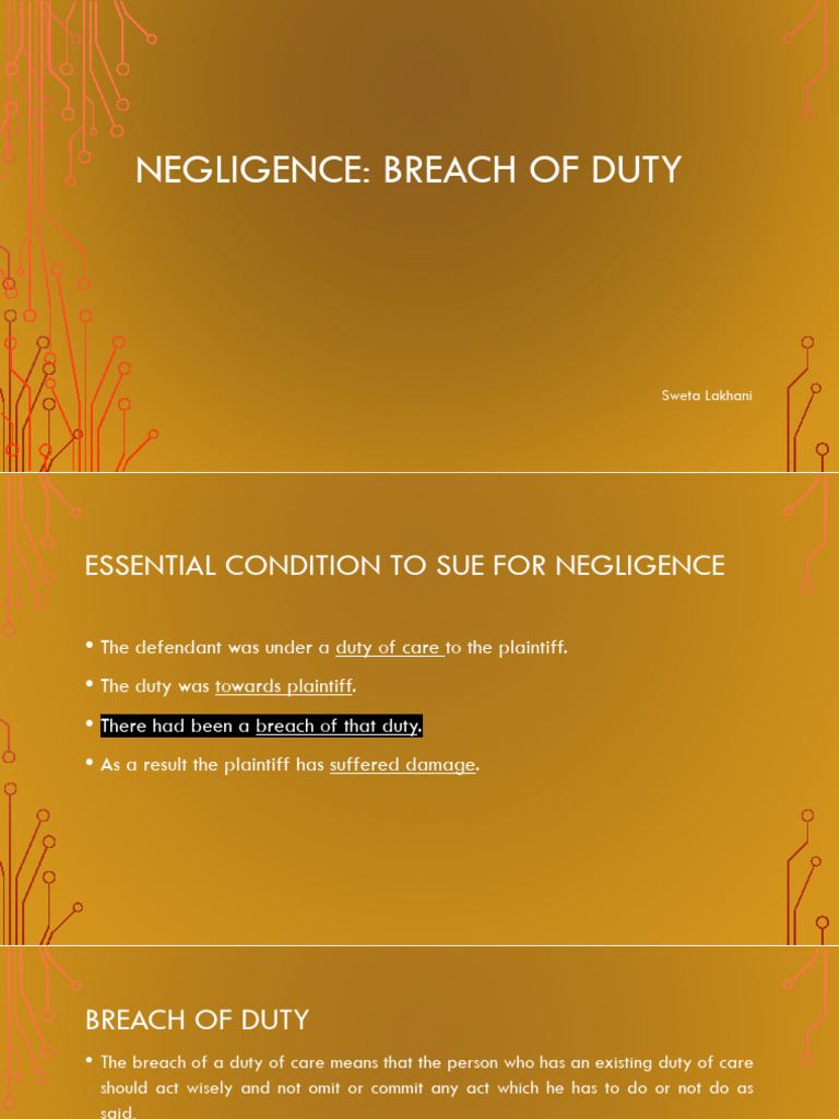 Understanding Negligence and Breach of Duty | PDF | Negligence ...