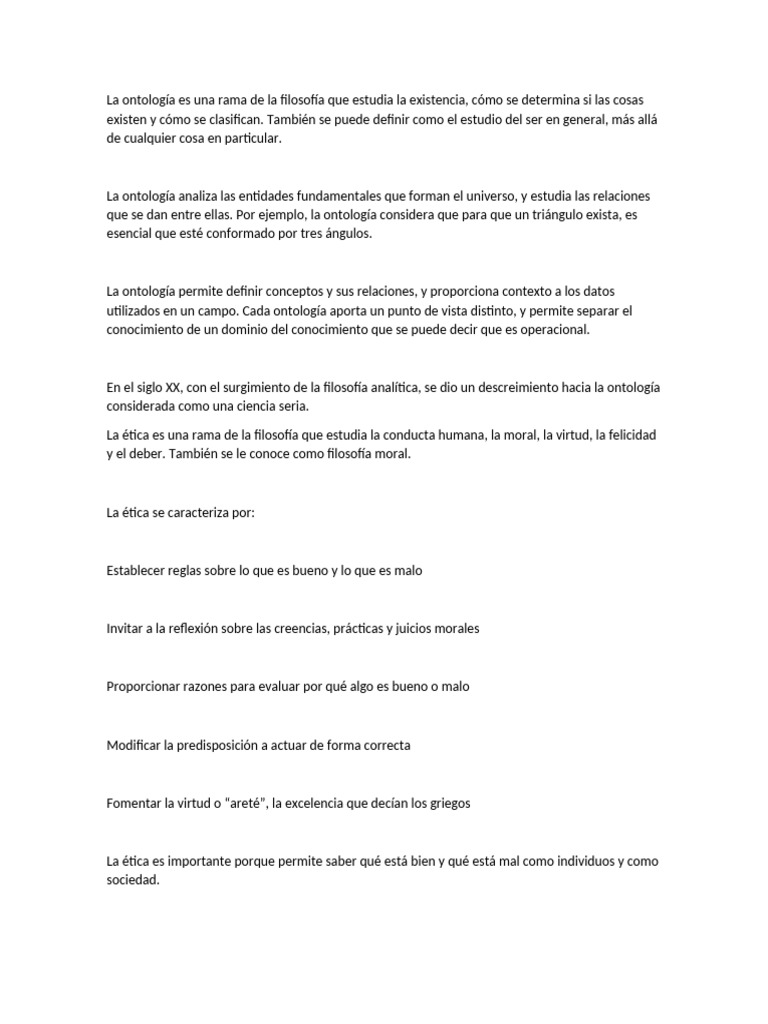 La Ontología Es Una Rama de La Filosofía Que Estudia La Existencia ...