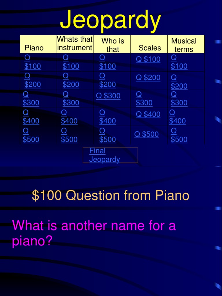 Jeopardy Template | PDF | Piano | Musical Instruments