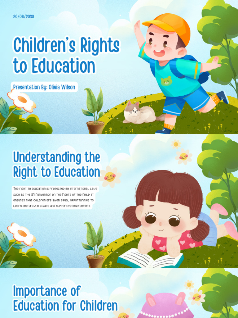 Blue and Green Illustrated Children's Rights To Education Presentation ...