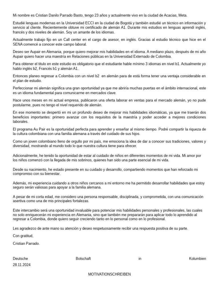 Carta Embajada - Corrección | PDF