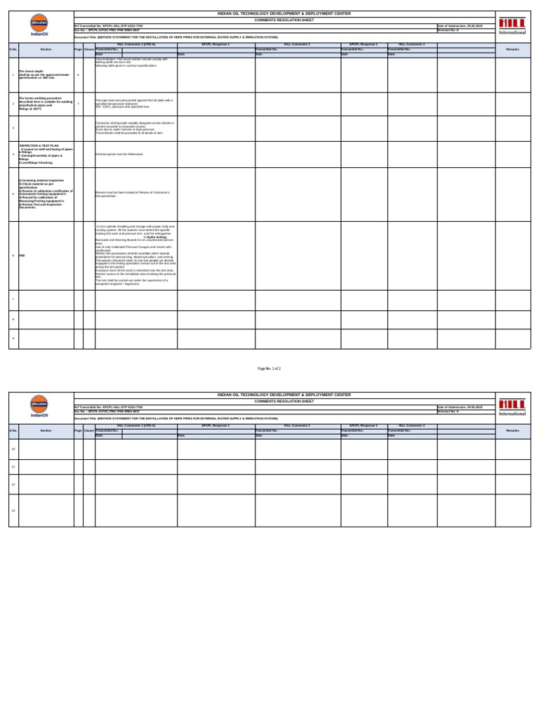 HDPE Pipe Installation Method Statement | PDF | Pipe (Fluid Conveyance ...