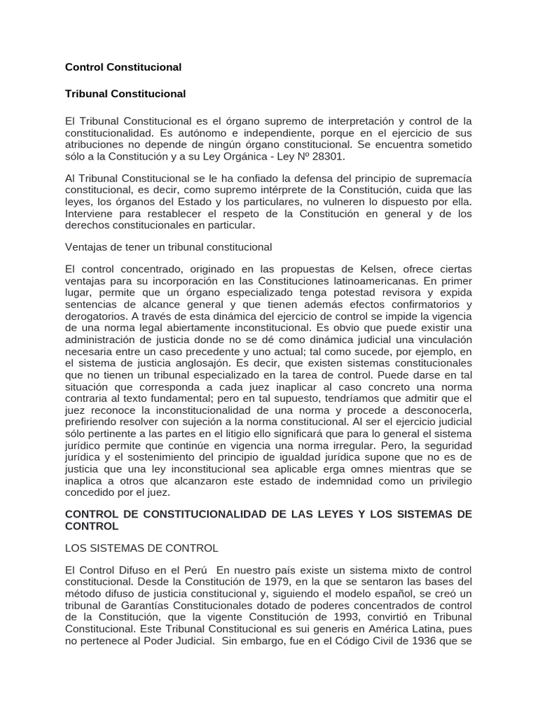 Control Constitucional | PDF | Constitución | Judicaturas