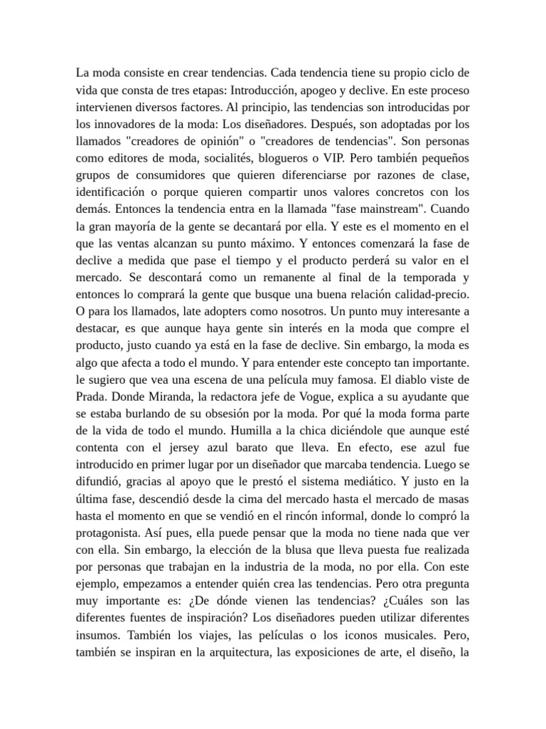 Ciclo de Vida de las Tendencias de Moda | PDF | Textiles | Moda