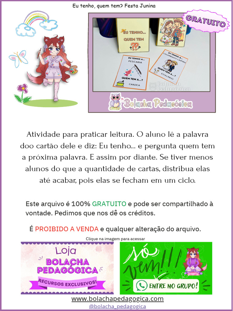Eu Tenho Quem Tem Festa Junina Bolacha Pedagogica | PDF | Direitos Autorais