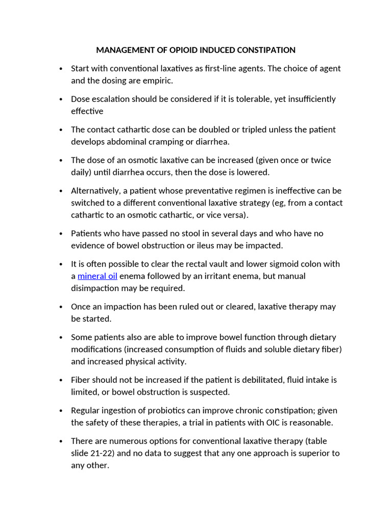 Management of Opioid Induced Constipation | PDF | Constipation | Digestive System