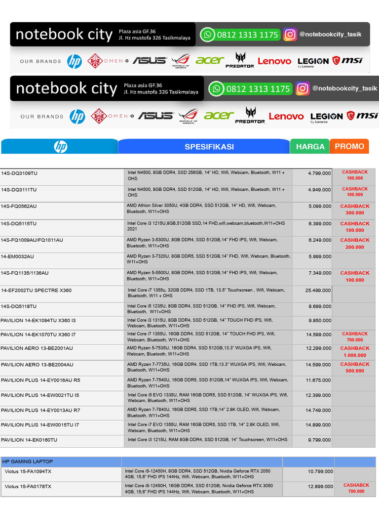 Pricelist Laptop (Notebook City) (55) | PDF | Computer Hardware | X86 ...
