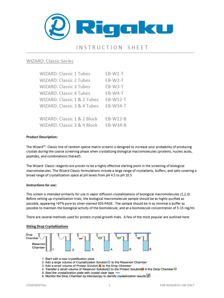 Wizard-Classic-Screen_Instruction_Sheet_Rigaku | PDF | Crystallization ...