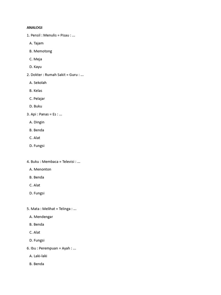 20 Soal Analogi 2 Juni 2025 | PDF