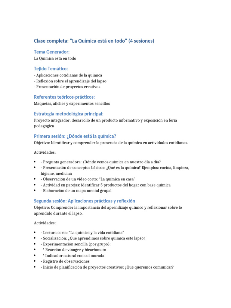 Clase Quimica La Quimica Esta en Todo | PDF | Química | Cognición