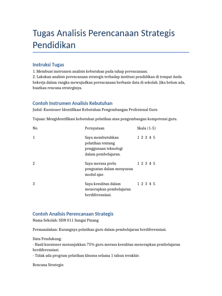 Tugas Analisis Perencanaan Strategis | PDF