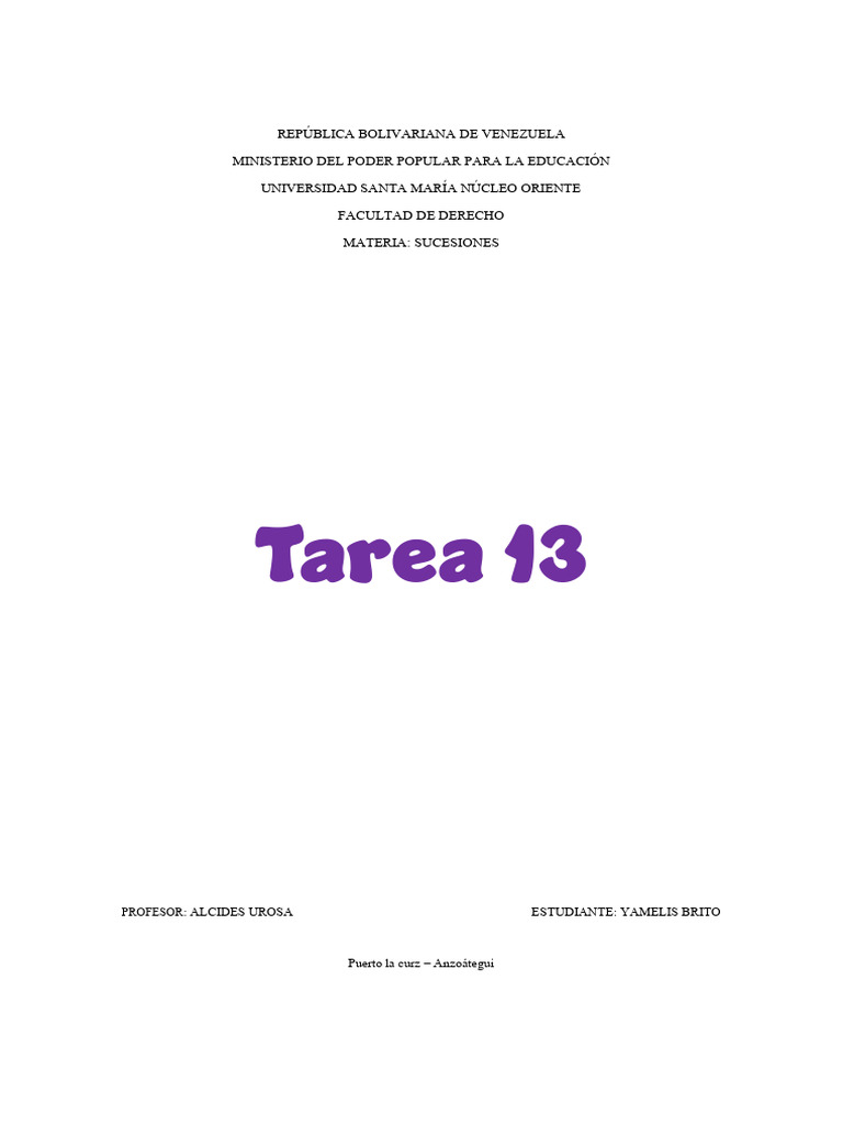 Tarea 13, Sucesiones, Derecho de Acrecer | PDF | Herencia | Justicia