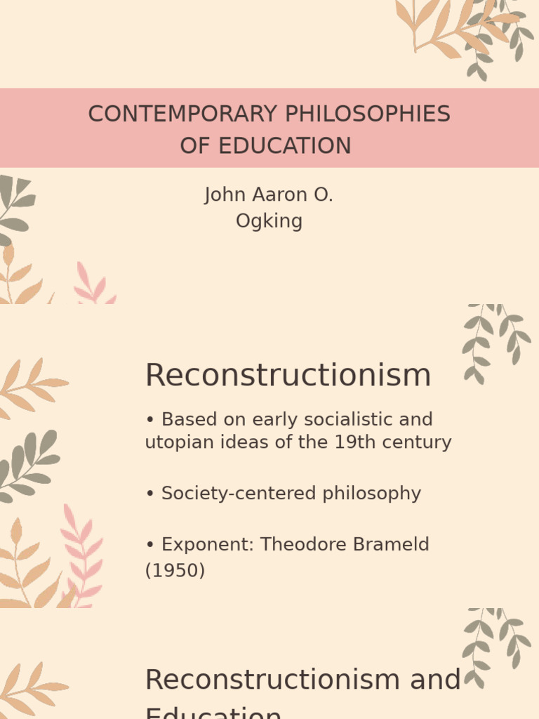Contemporary Educational Philosophies Pdf