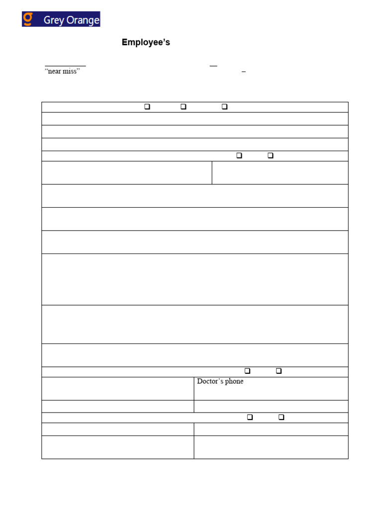 Employee Injury Report Form | PDF