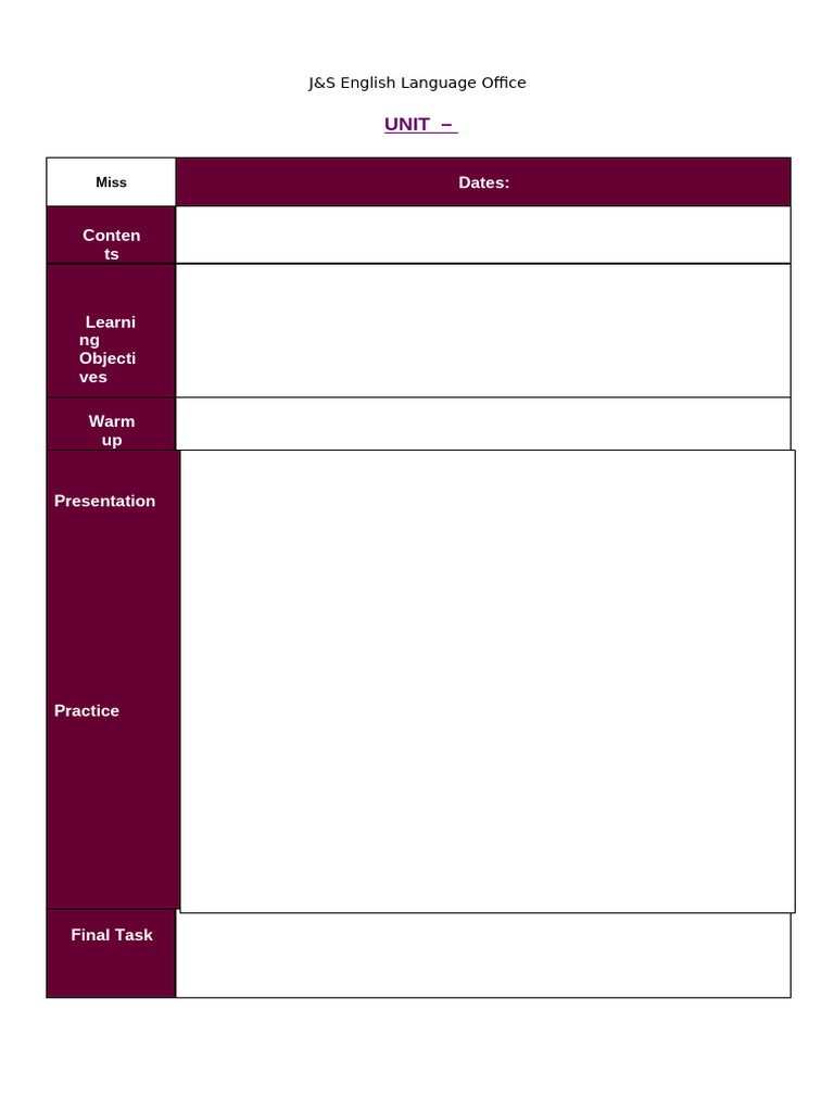 Weekly Plan - Template | PDF