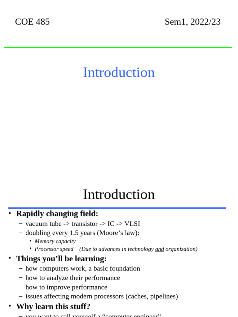 L01 Introduction | PDF | Central Processing Unit | Computer Hardware