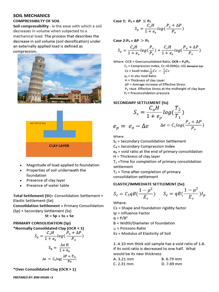 Soil Compressibility and Settlement Analysis | PDF | Applied And ...