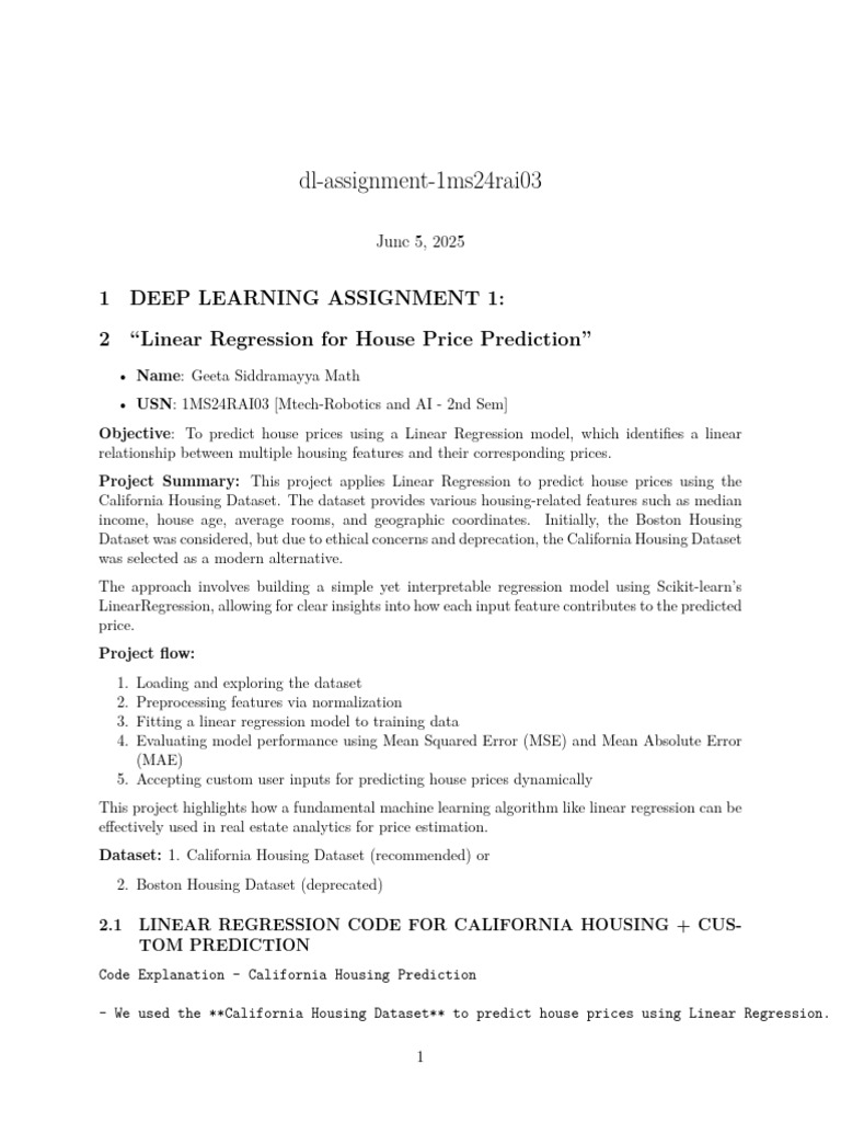 DL Assignment 1ms24rai03 | PDF | Mean Squared Error | Regression Analysis