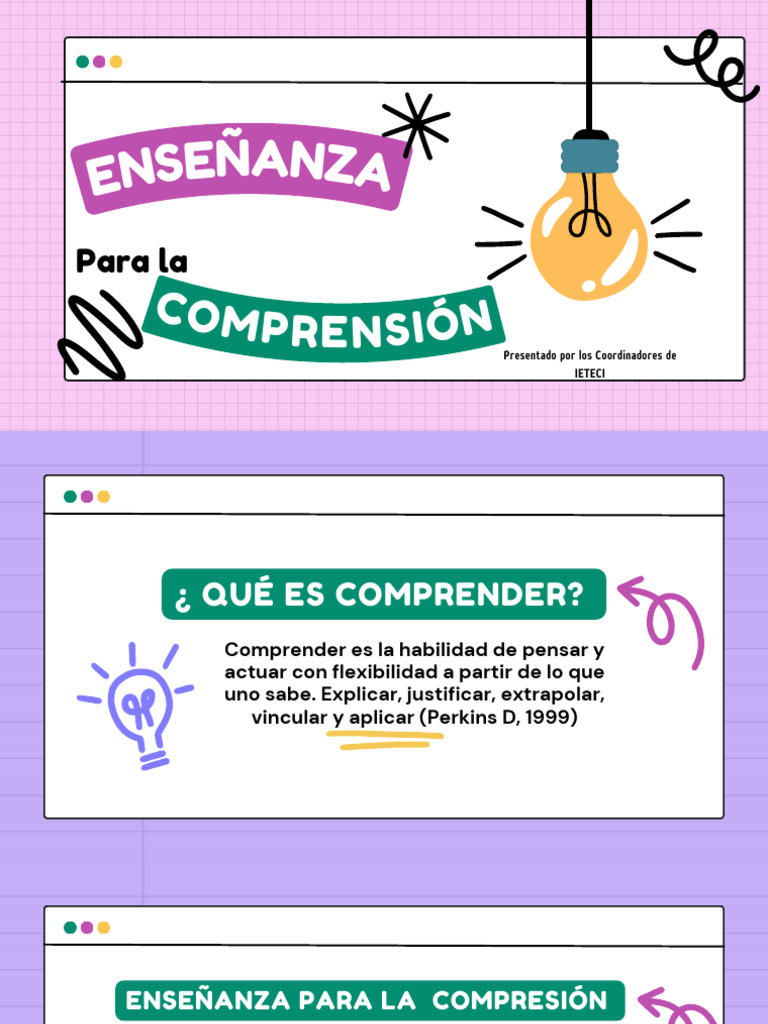 Actual Presentaciòn Enseñanza para La Comprensiòn | PDF | Enseñando ...