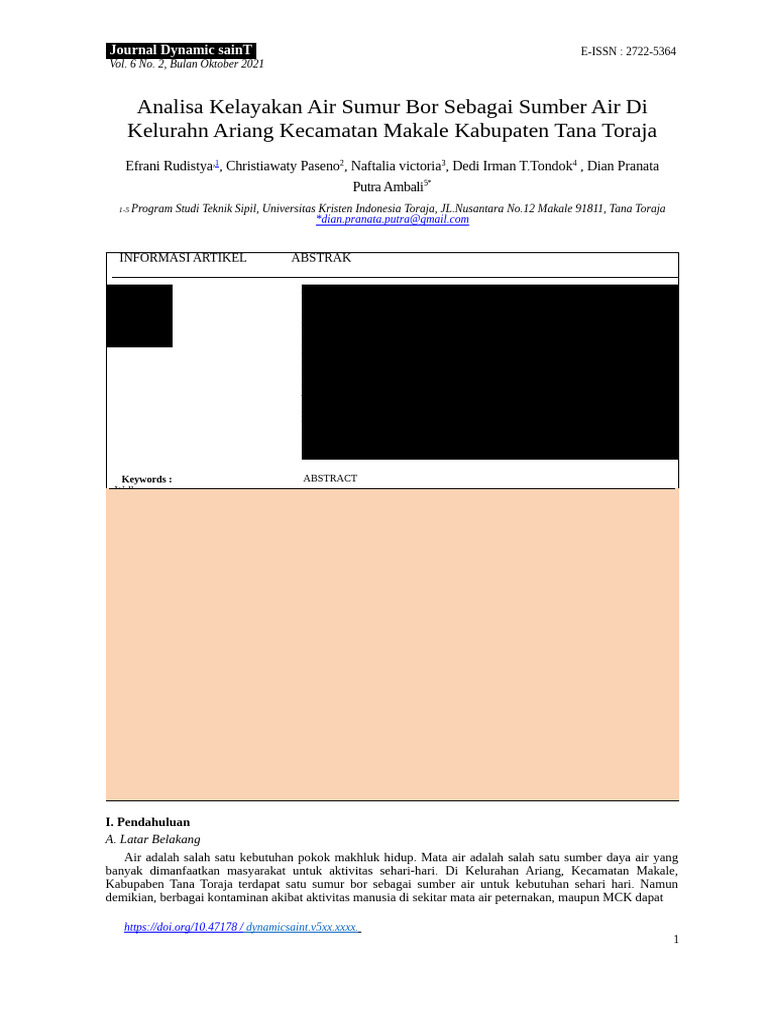 Analisa Kelayakan Air Sumur Bor Sebagai Sumber Air Di | PDF