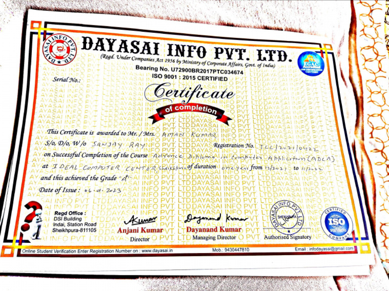Aman ADCA Certificate | PDF