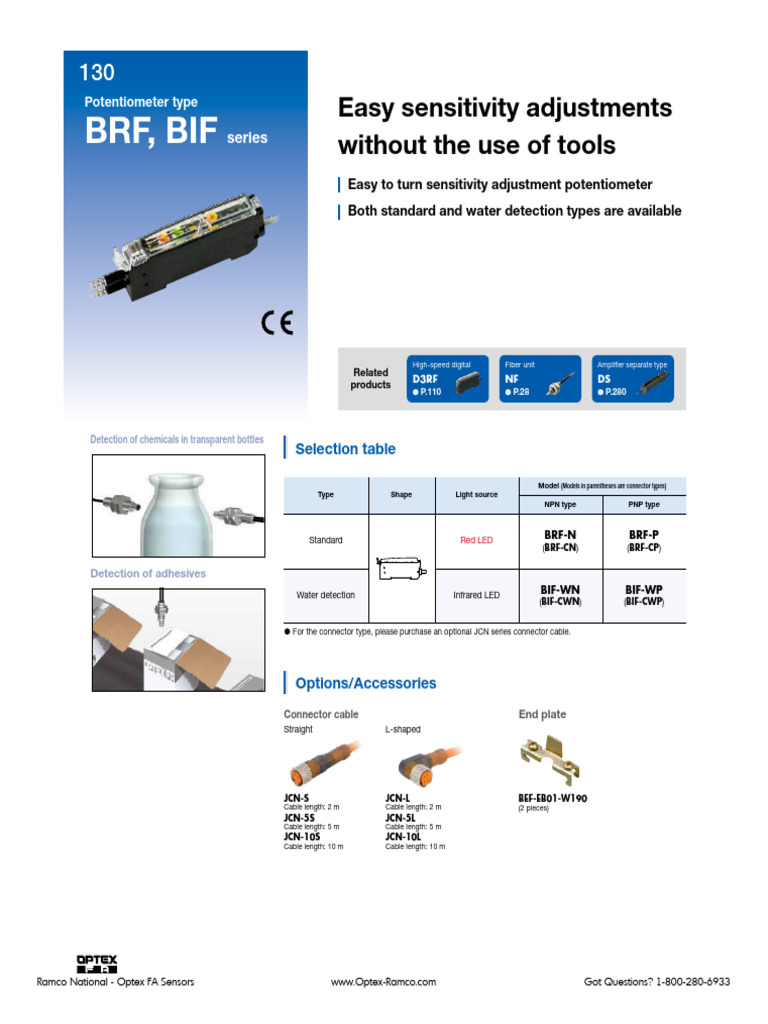 Optex BRF Bif Series Brochure-Compressed | PDF | Optical Fiber | Light Emitting Diode