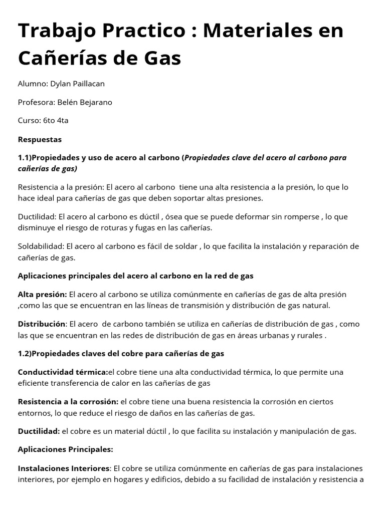 Materiales para Cañerías de Gas: Acero, Cobre y HDPE | PDF | Acero | Cobre