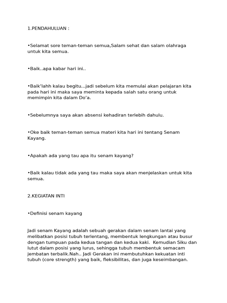 Manfaat dan Teknik Senam Kayang | PDF