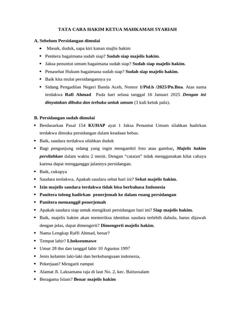 Fixs Tatacara Hakim Pengadilan Negeri Bna Hhahaha | PDF
