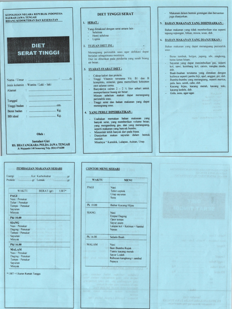 Leaflet Diet Serat Tinggi | PDF