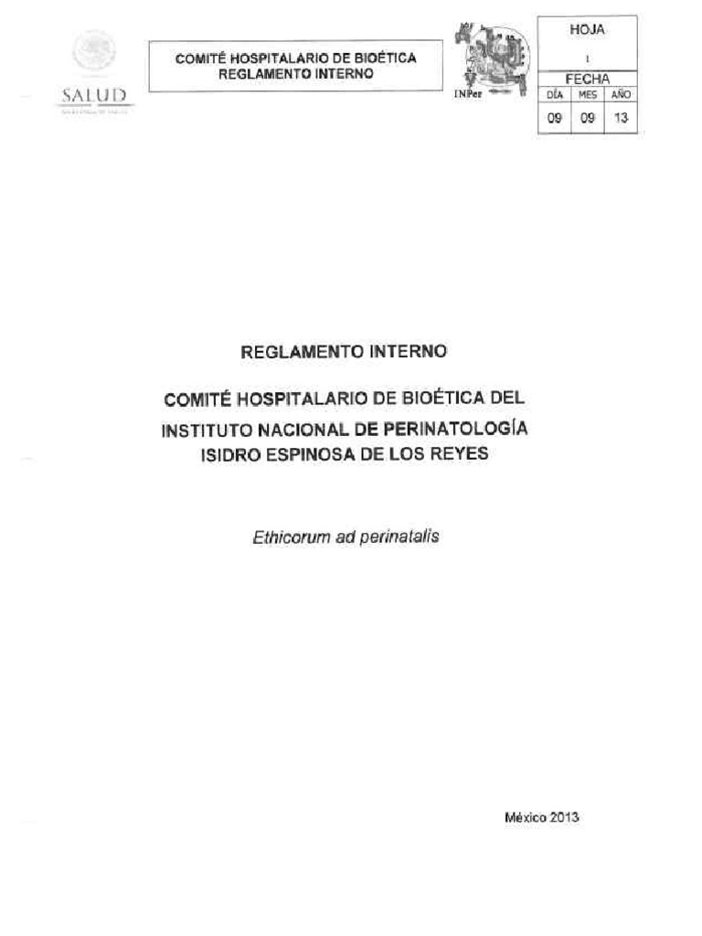 Comite Bioetica Reglamento Interno | PDF