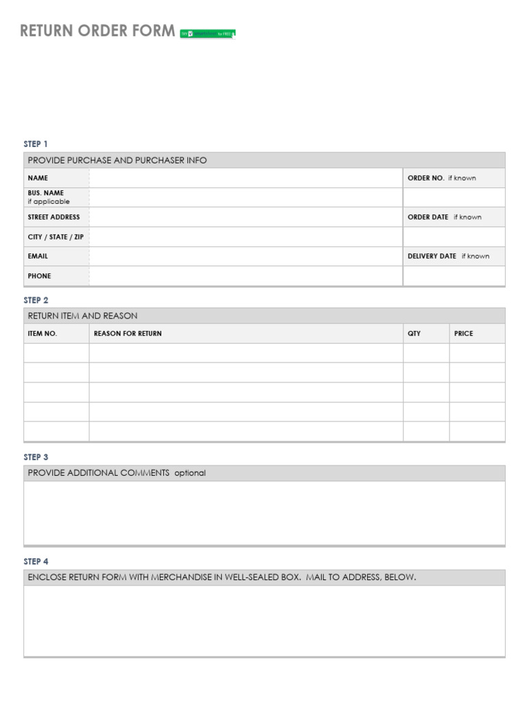 IC Return Order Form Template 10543 PDF | PDF | Receipt | Business
