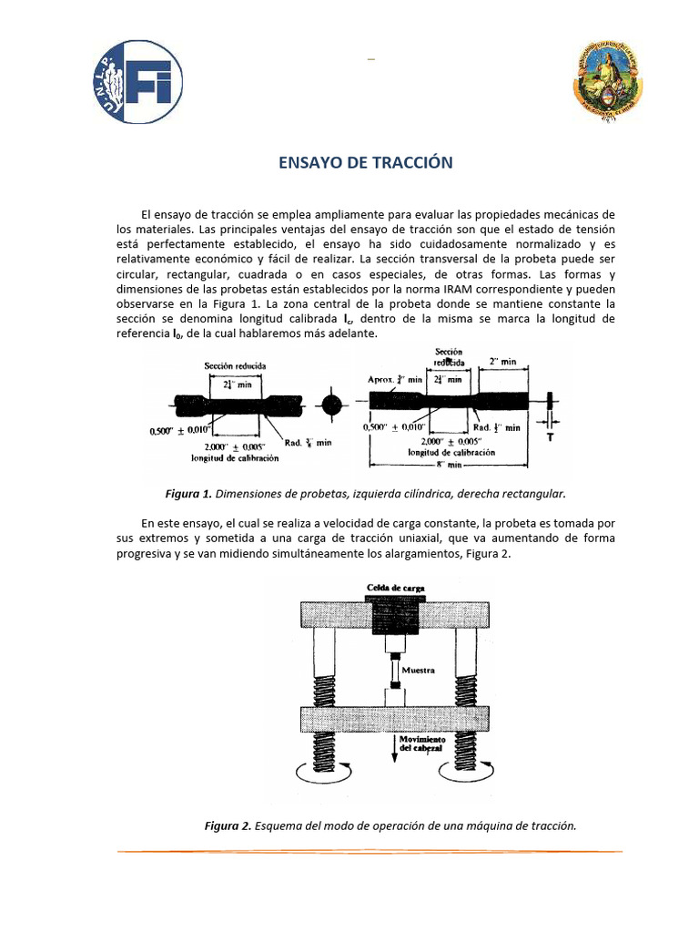 Ensayo de Tracción | PDF | Deformación (ingeniería) | Resistencia a la tracción