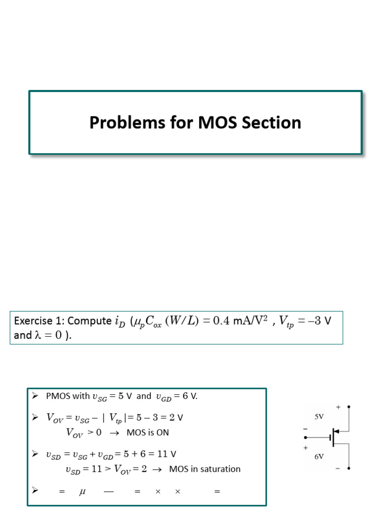 DistanceLearning MOS Solved Examples1 | PDF | Mosfet | Semiconductor ...
