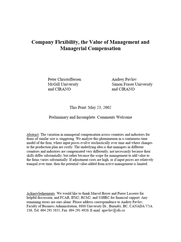 Managerial Compensation Variations Explained | PDF | Labour Economics ...
