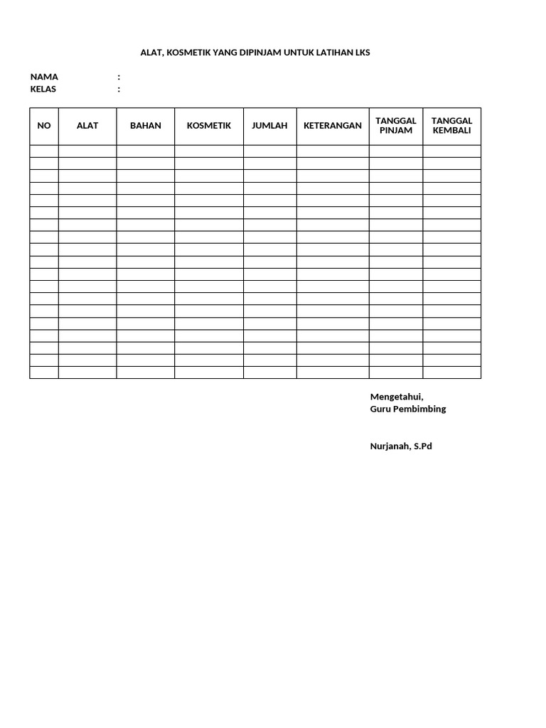 Form Pinjam Alat | PDF