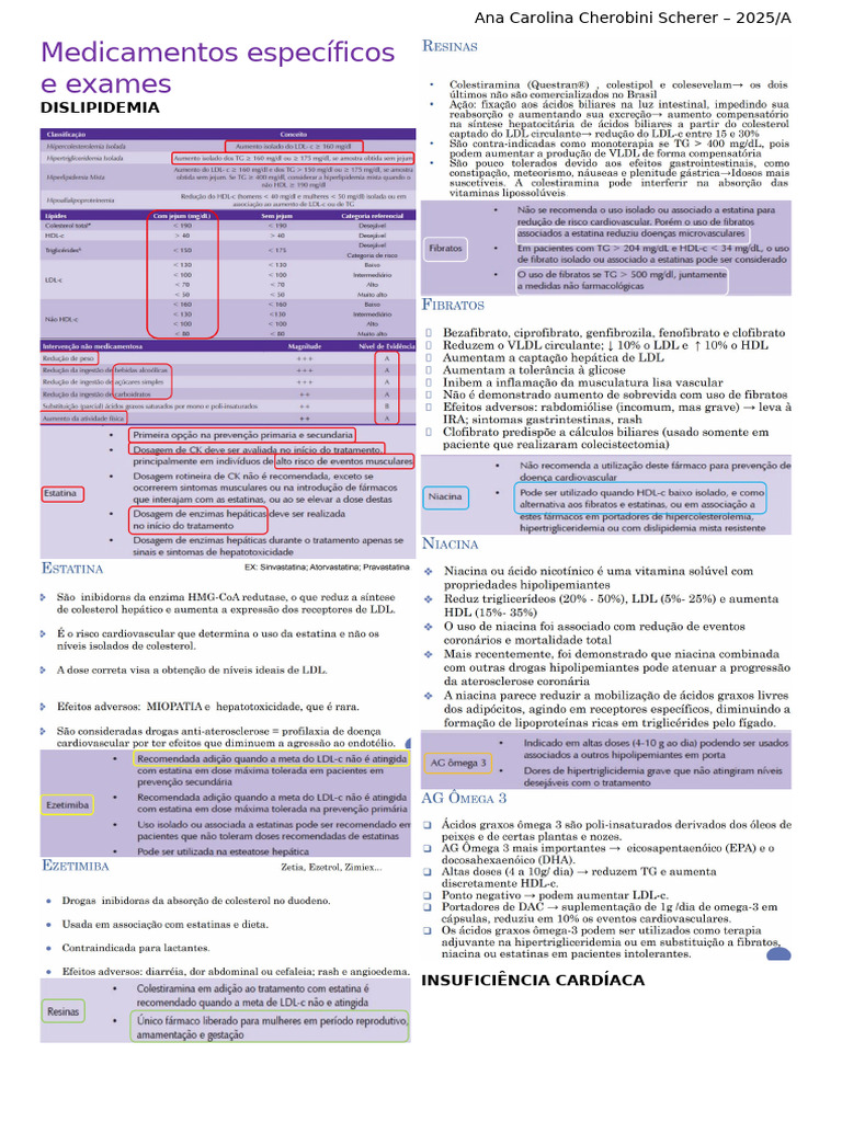 Medicamentos e Exames para Doenças Cardíacas | PDF | Medicina Interna ...