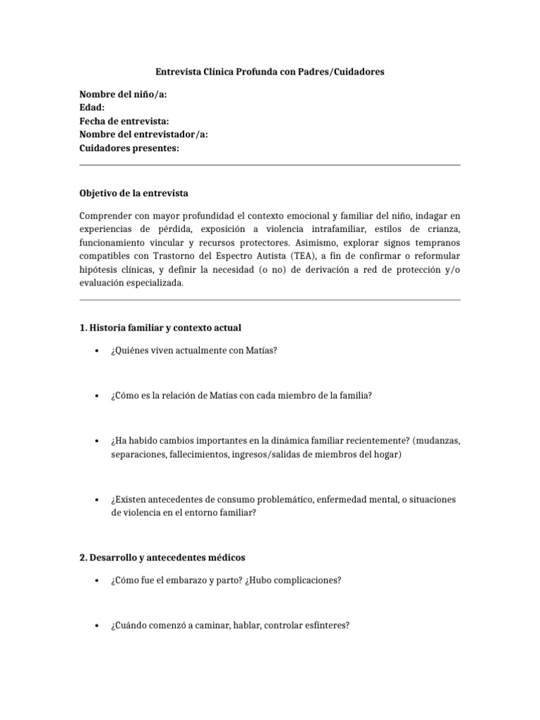 Entrevista Clinica Profunda | PDF | Autismo | Las emociones