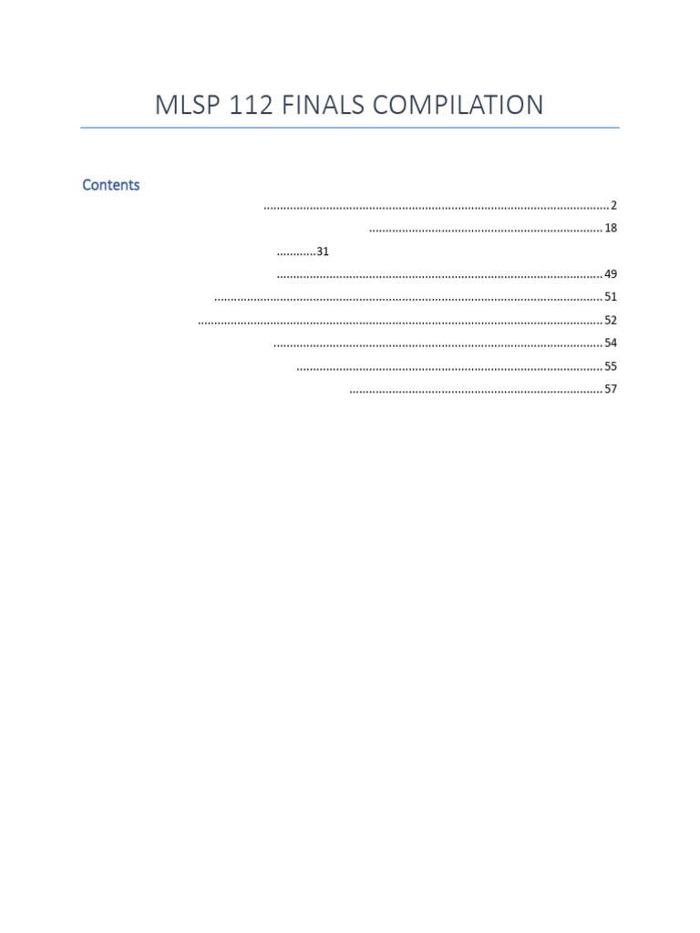 MLSP 112 FINALS COMPILATION | PDF | Coagulation | White Blood Cell