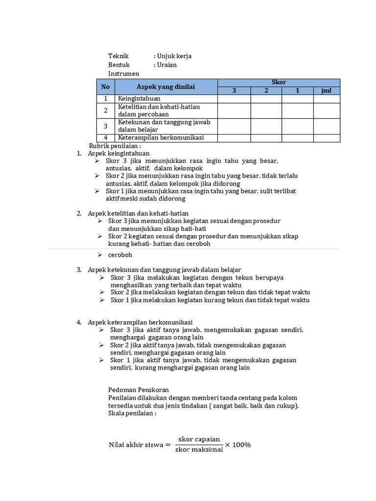 Instrumen Penilaian Keterampilan | PDF