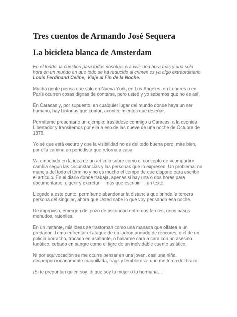Cuentos de Armando José Sequera | PDF