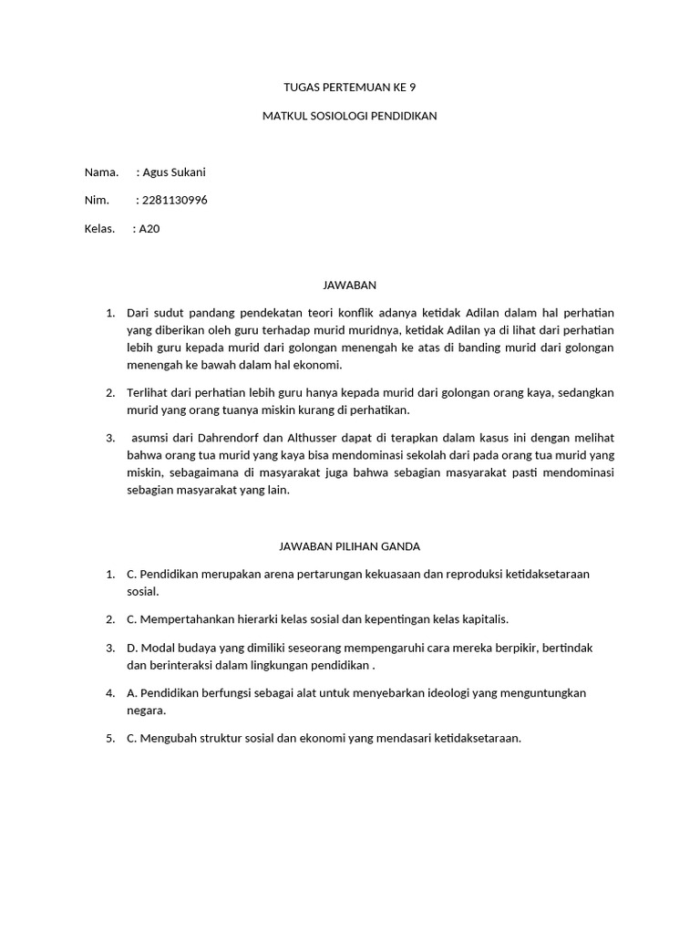 Tugas Pertemuan Ke 9 | PDF