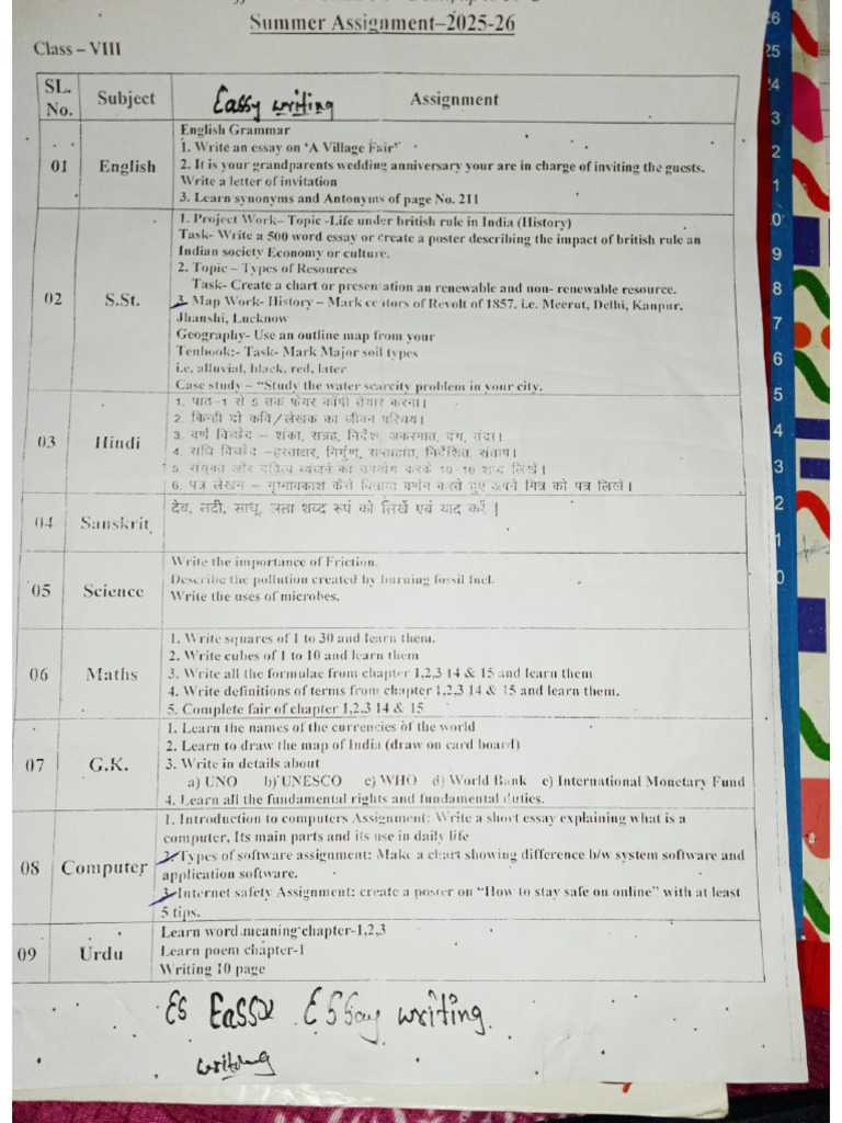 Summer Assignment | PDF