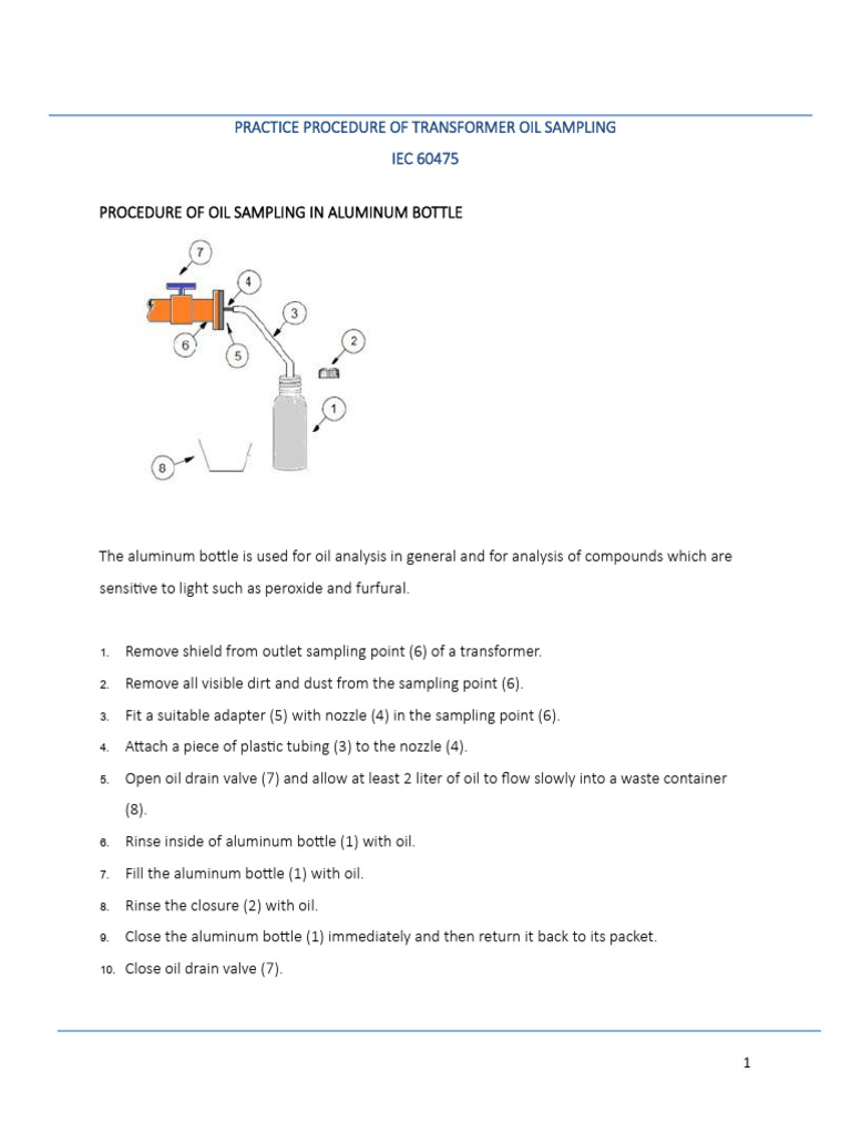 Transformer Oil Sampling Procedures | PDF | Valve | Pump