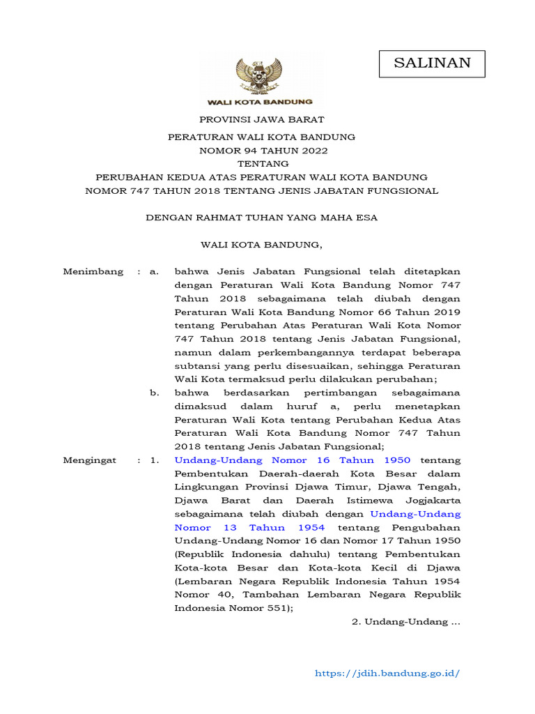 SLN Perwal 94 Tahun 2022 | PDF