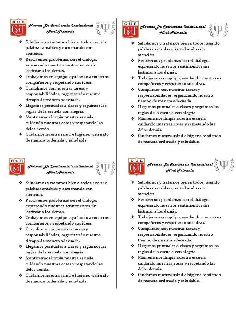 Normas de Convivencia en Primaria | PDF