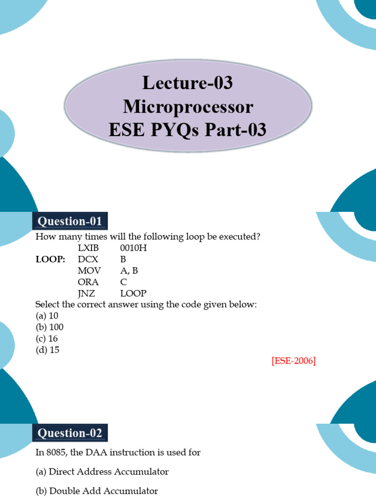 Lecture-03 Microprocessor ESE PYQs Part-03 | PDF | Computer Engineering | Computer Programming