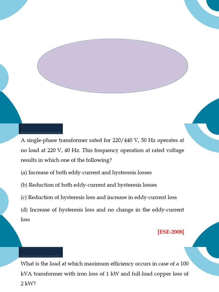 Lecture-01 Electrical Machines ESE PYQs Part-01 | PDF | Transformer | Electrical Equipment